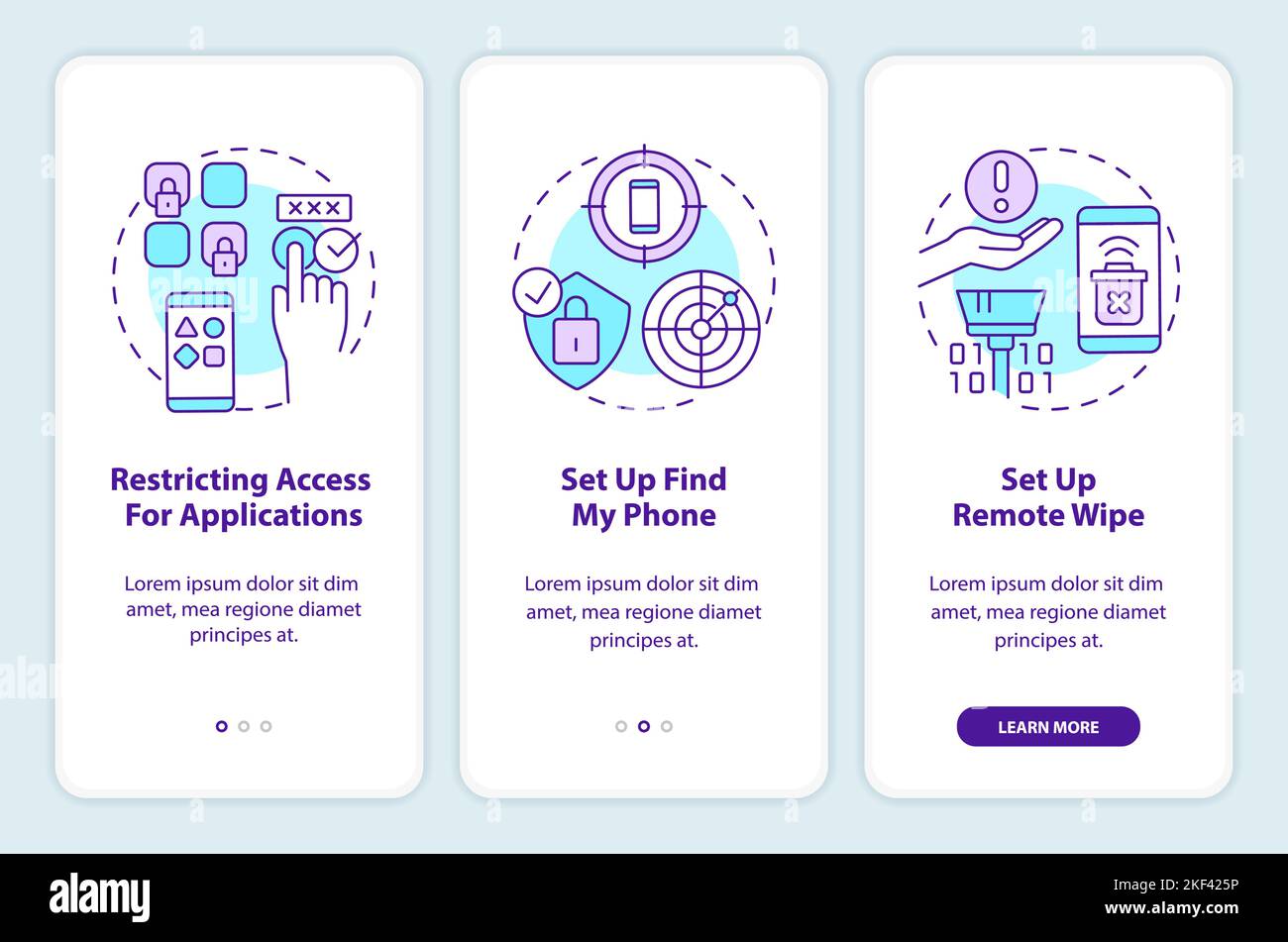 Protect mobile phone onboarding mobile app screen Stock Vector Image ...