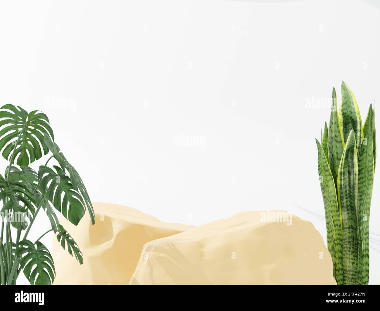 A 3D rendering of cosmetic product presentation background with podiums ...