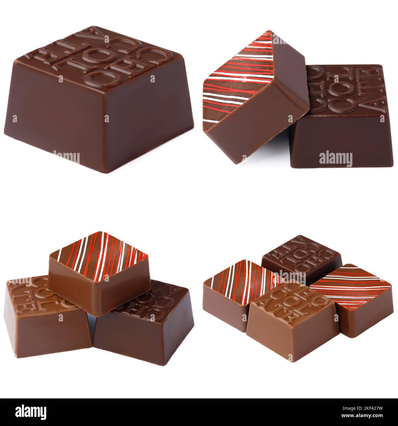 Chocolate candies collection collage isolated on white Stock Photo - Alamy