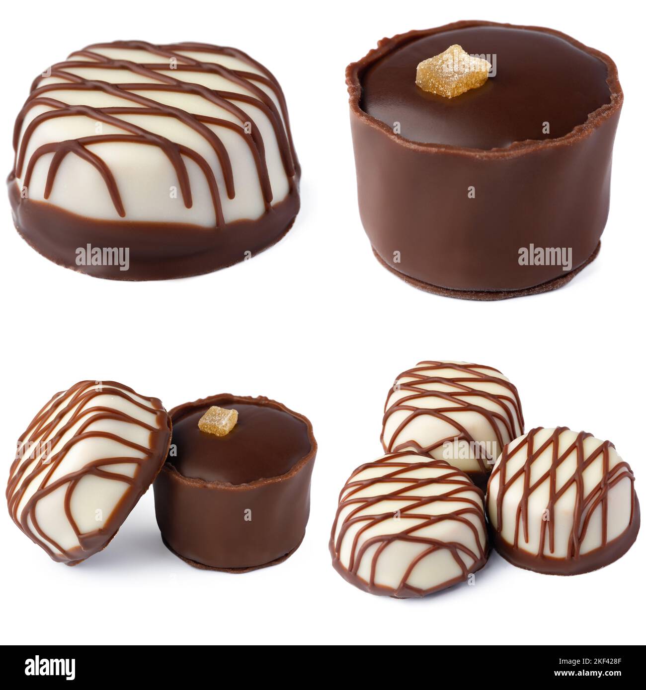 Chocolate candies collection collage isolated on white Stock Photo - Alamy