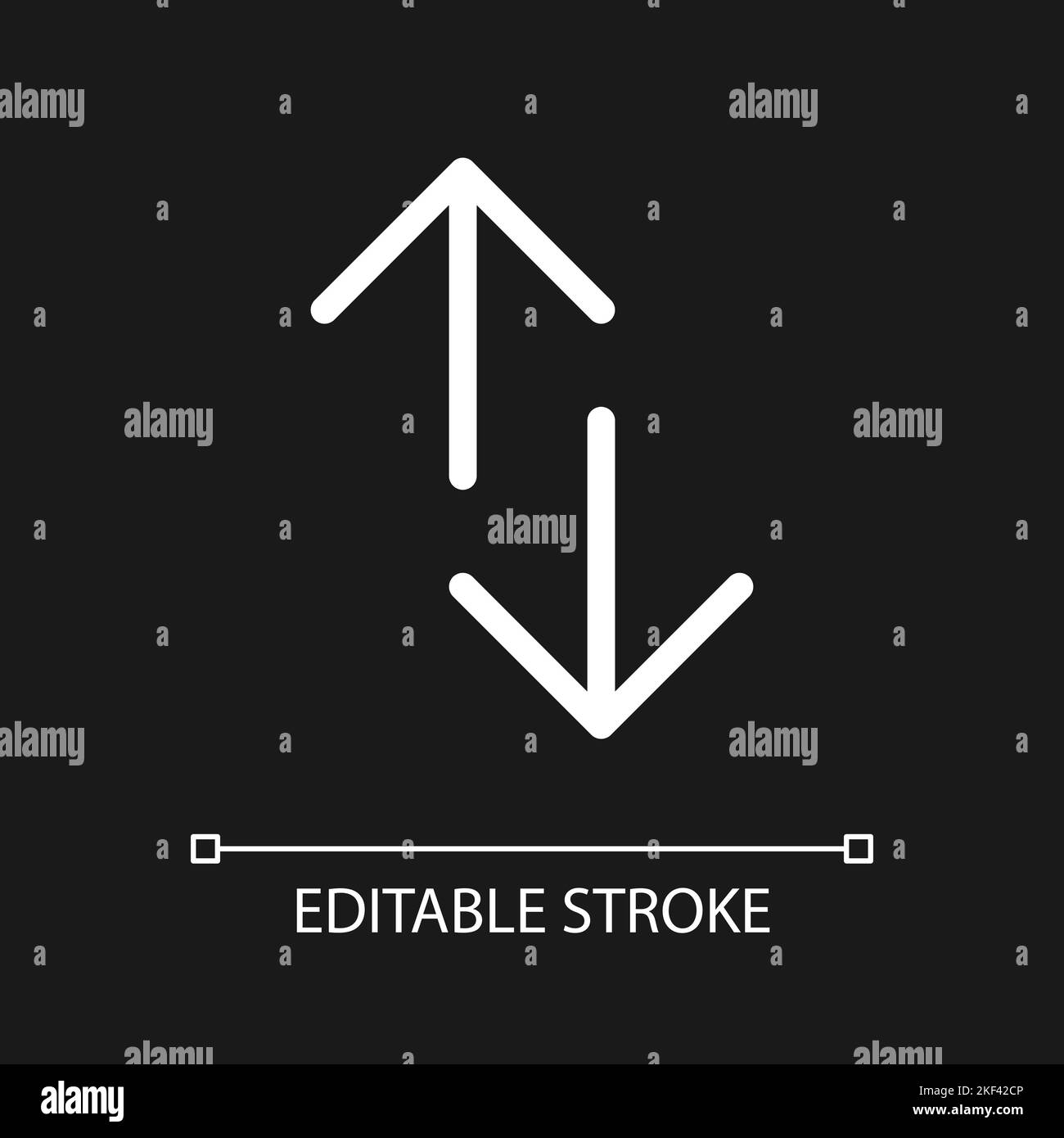 Up and down directions pixel perfect white linear ui icon for dark theme Stock Vector Image ...