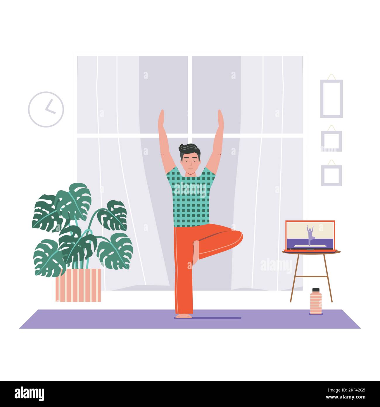 Young man computer exercise Stock Vector Images - Alamy