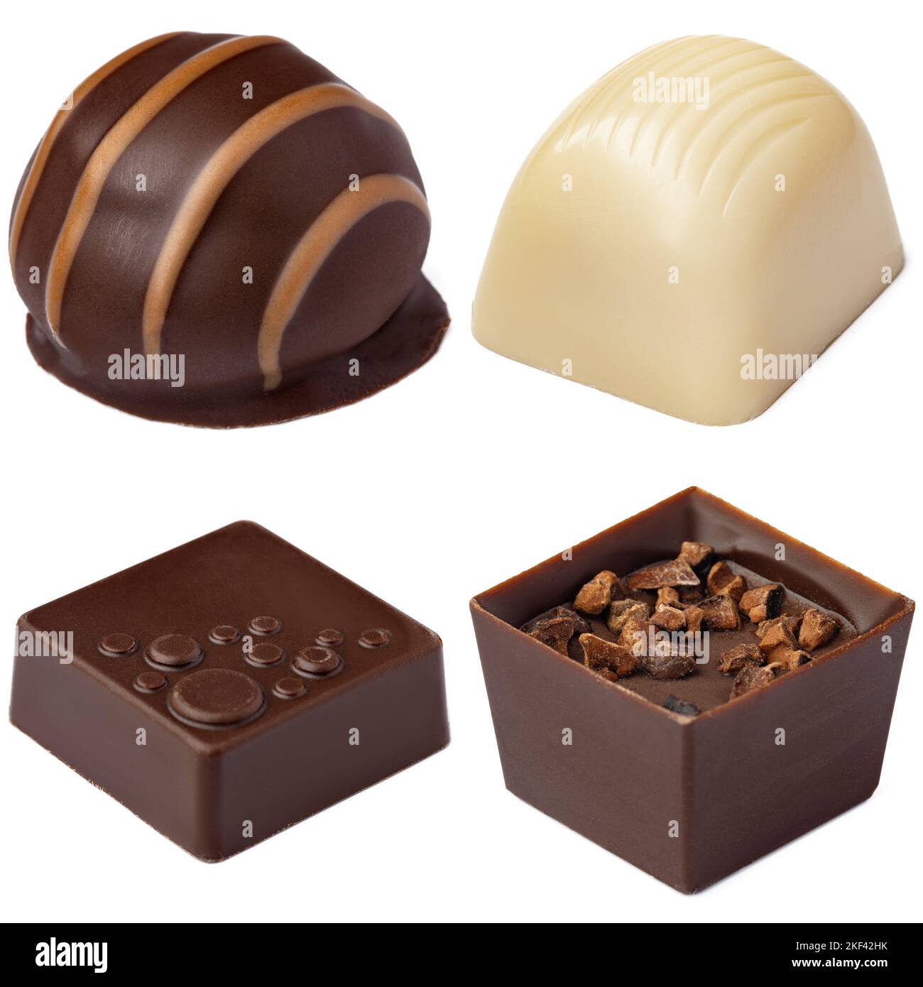 Chocolate candies collection collage isolated on white Stock Photo - Alamy