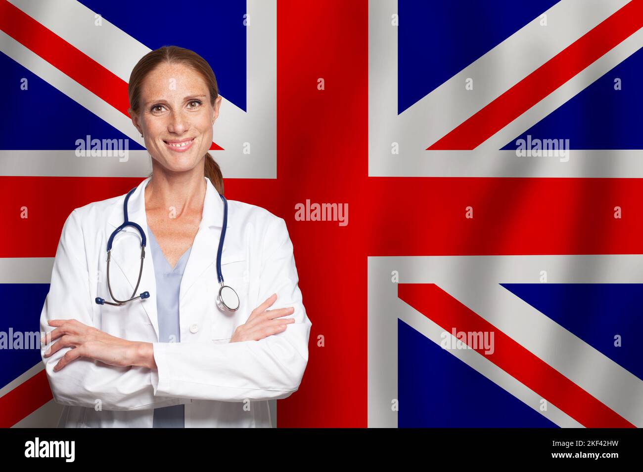 English general practitioner doctor gp on the flag of UK Stock Photo ...
