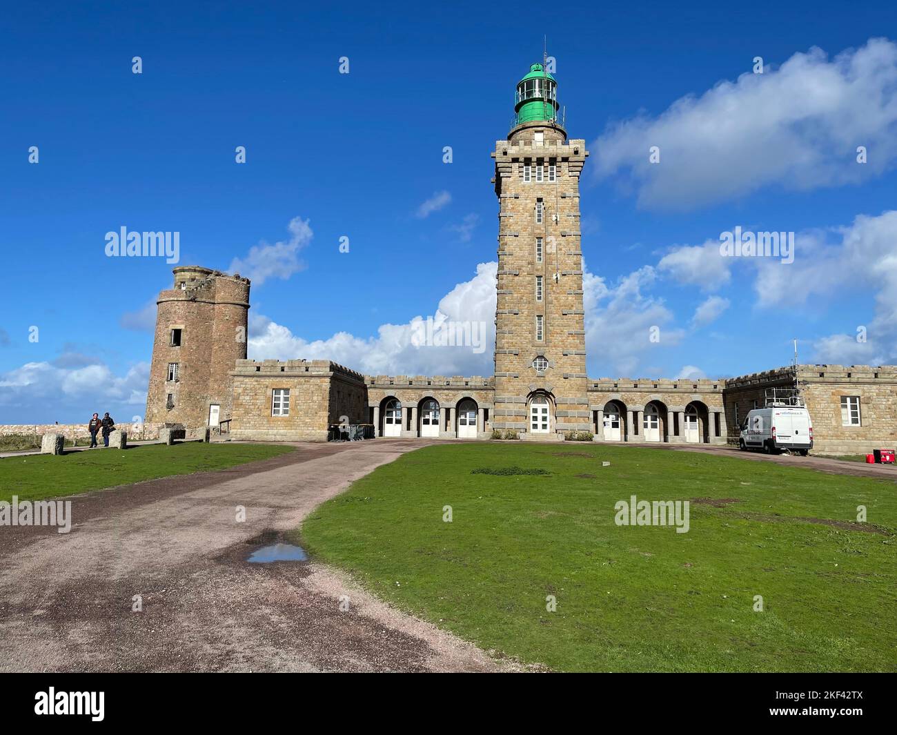 An old and current lighthouse of Cap Frehel in the Cotes d'Armor in ...