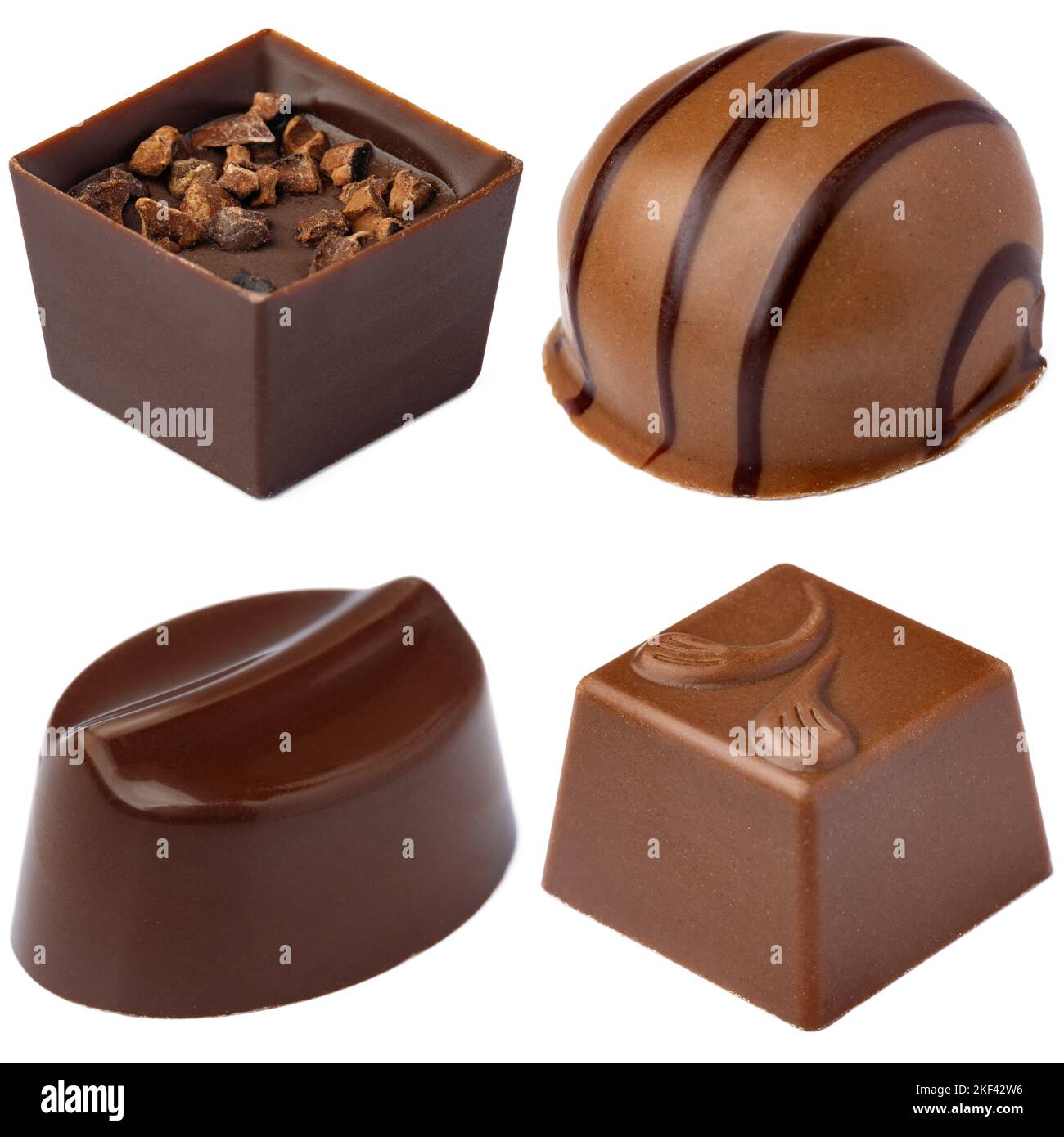 Chocolate candies collection collage isolated on white Stock Photo - Alamy