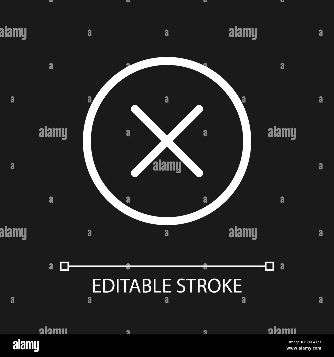 Cross in circle pixel perfect white linear ui icon for dark theme Stock ...