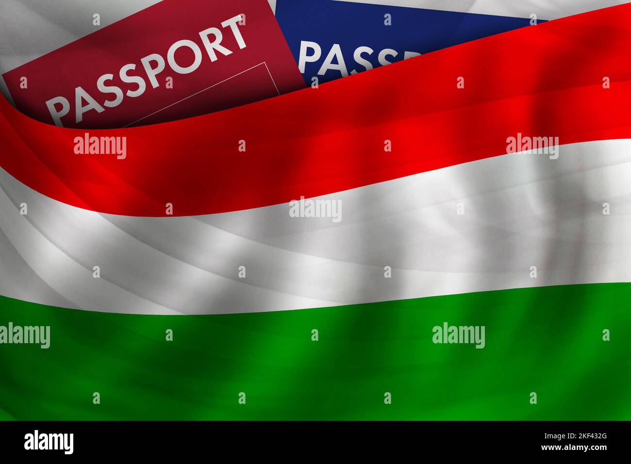 Hungarian flag background and passport of Hungary. Citizenship ...