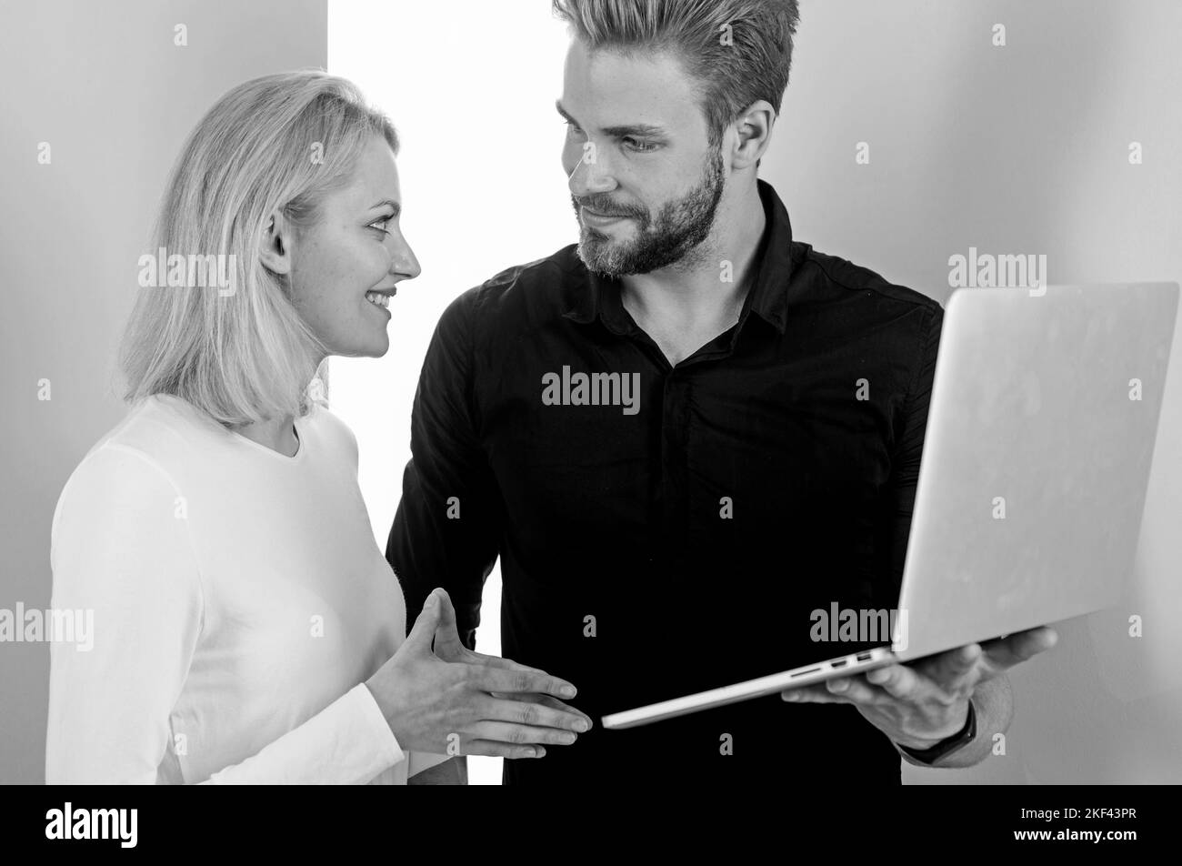 Amazing project. Man presenting project to client. Client and designer discussing project ...