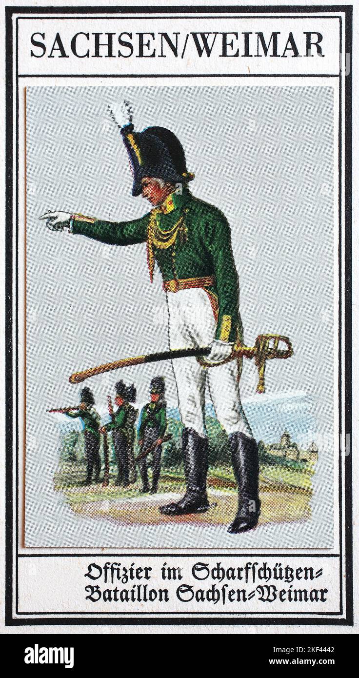German Uniforms of the 19th Century, Sonstieg Troops: Saxe-Weimar, Officer in the Sharpshooter ...