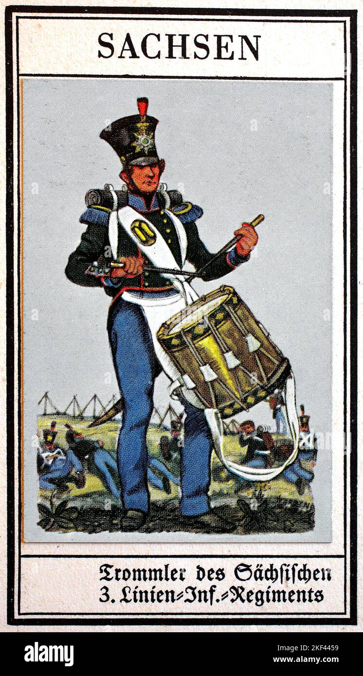German uniforms of the 19th century, lines - infantry: Saxony, drummer ...