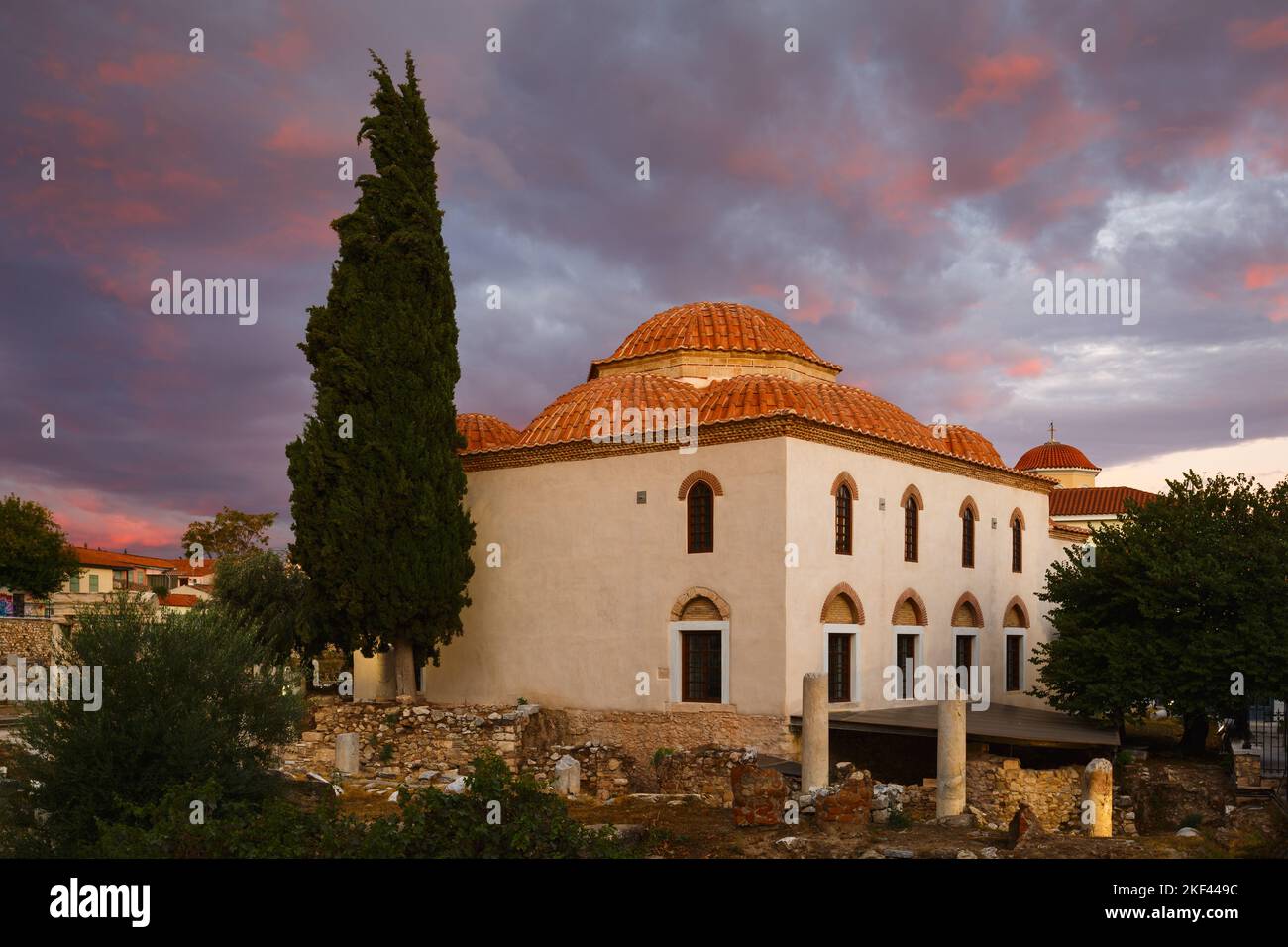 Remains of Roman Agora and Fethiye Mosque in the old town of Athens ...