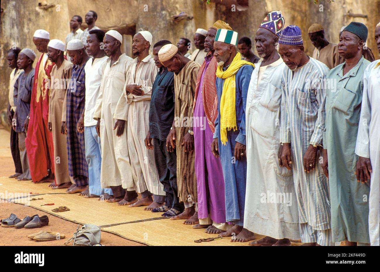 Burkina Faso, Bobodioulasso; Muslims standing in line for prayer Stock ...