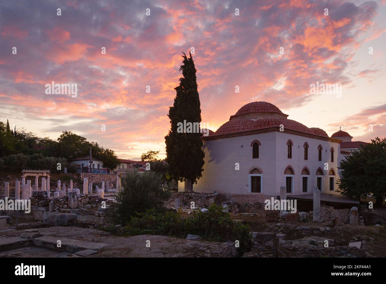 Remains of Roman Agora and Fethiye Mosque in the old town of Athens ...