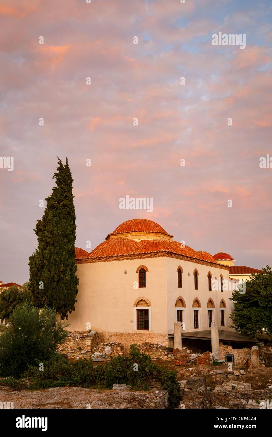 Remains of Roman Agora and Fethiye Mosque in the old town of Athens ...