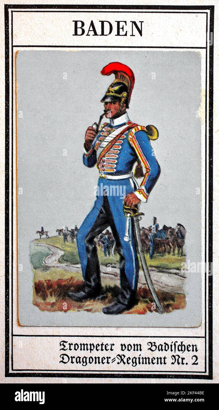 German uniforms of the 19th century, lines - cavalry: Baden, trumpeter ...