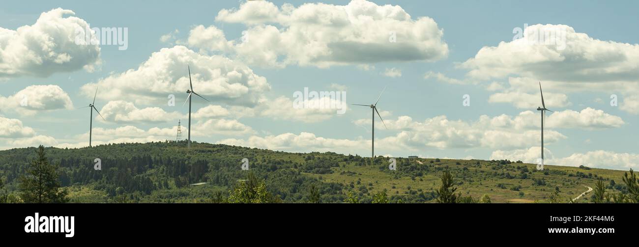 Power of wind turbine generating electricity clean energy with cloud ...