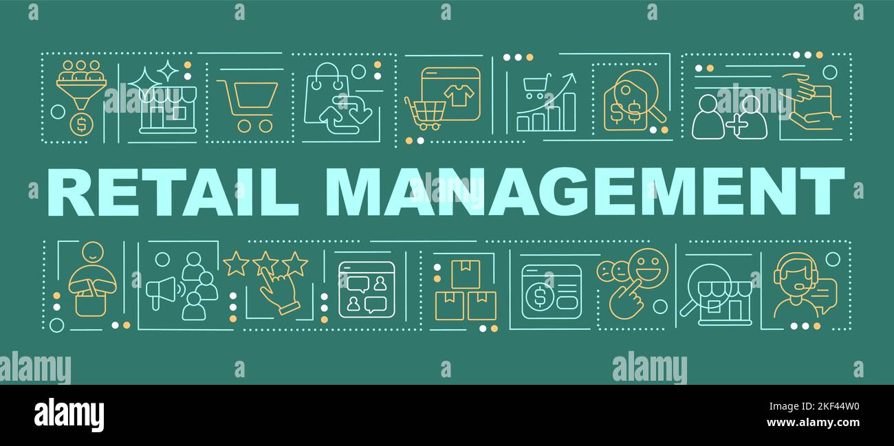 Retail management word concepts dark green banner Stock Vector Image ...