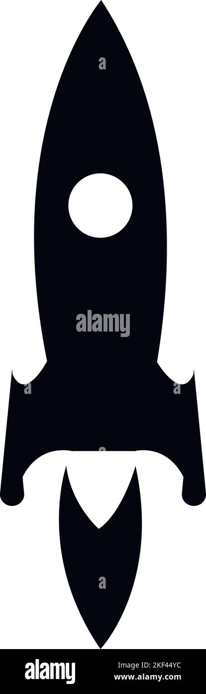 Rocket launch black icon. Flying spaceship symbol Stock Vector Image ...