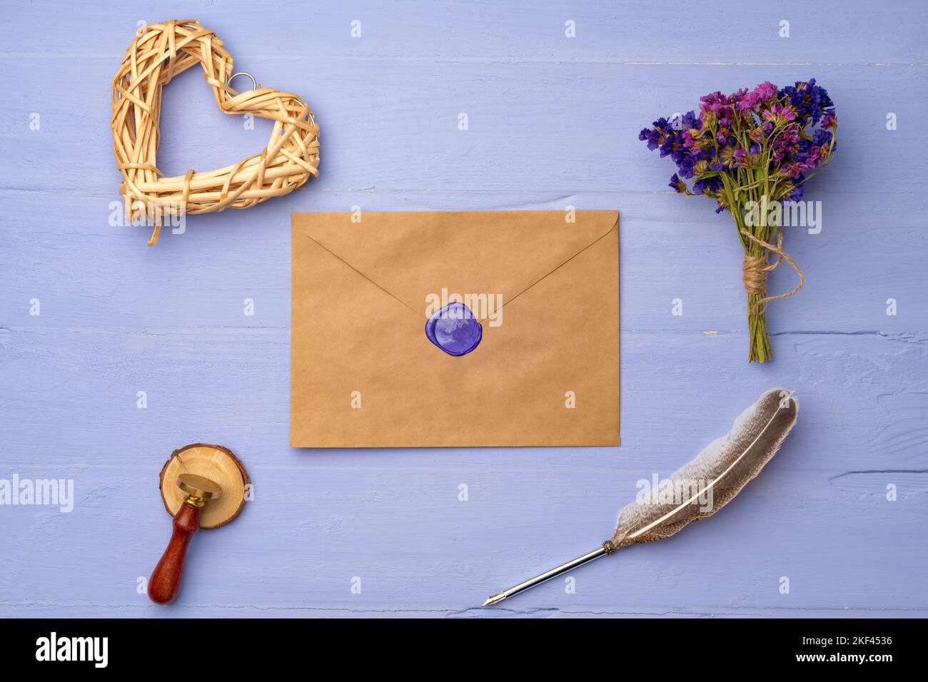 Letter envelope on lavender wooden background, copy space Stock Photo ...