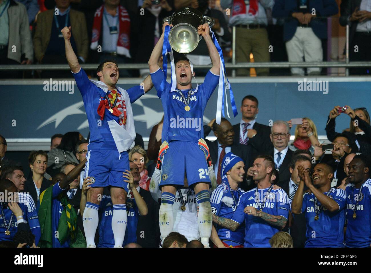 File photo dated 19-05-2012 of Chelsea's Gary Cahill lifting the UEFA ...