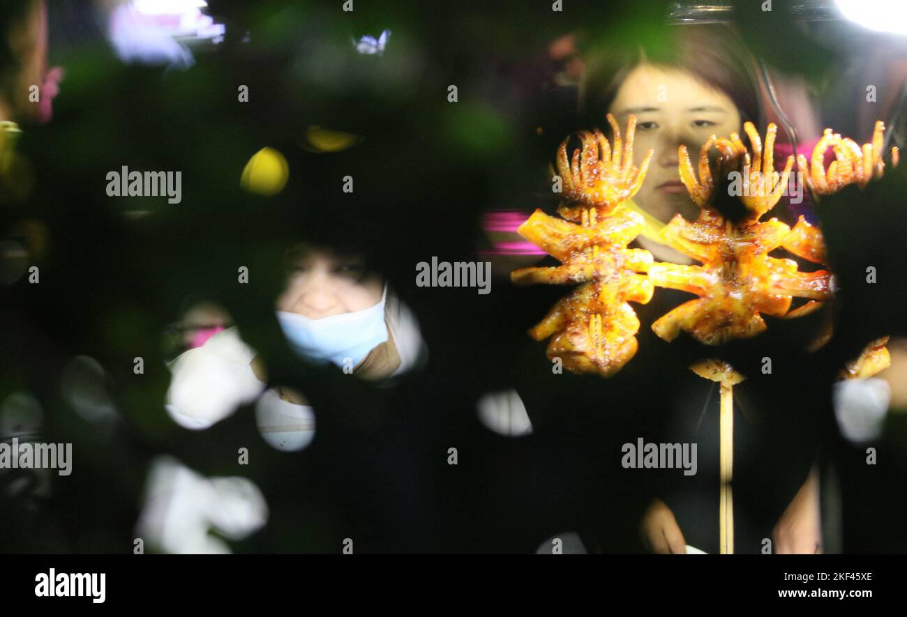The crowds at the night market near the Harbin Normal University in ...