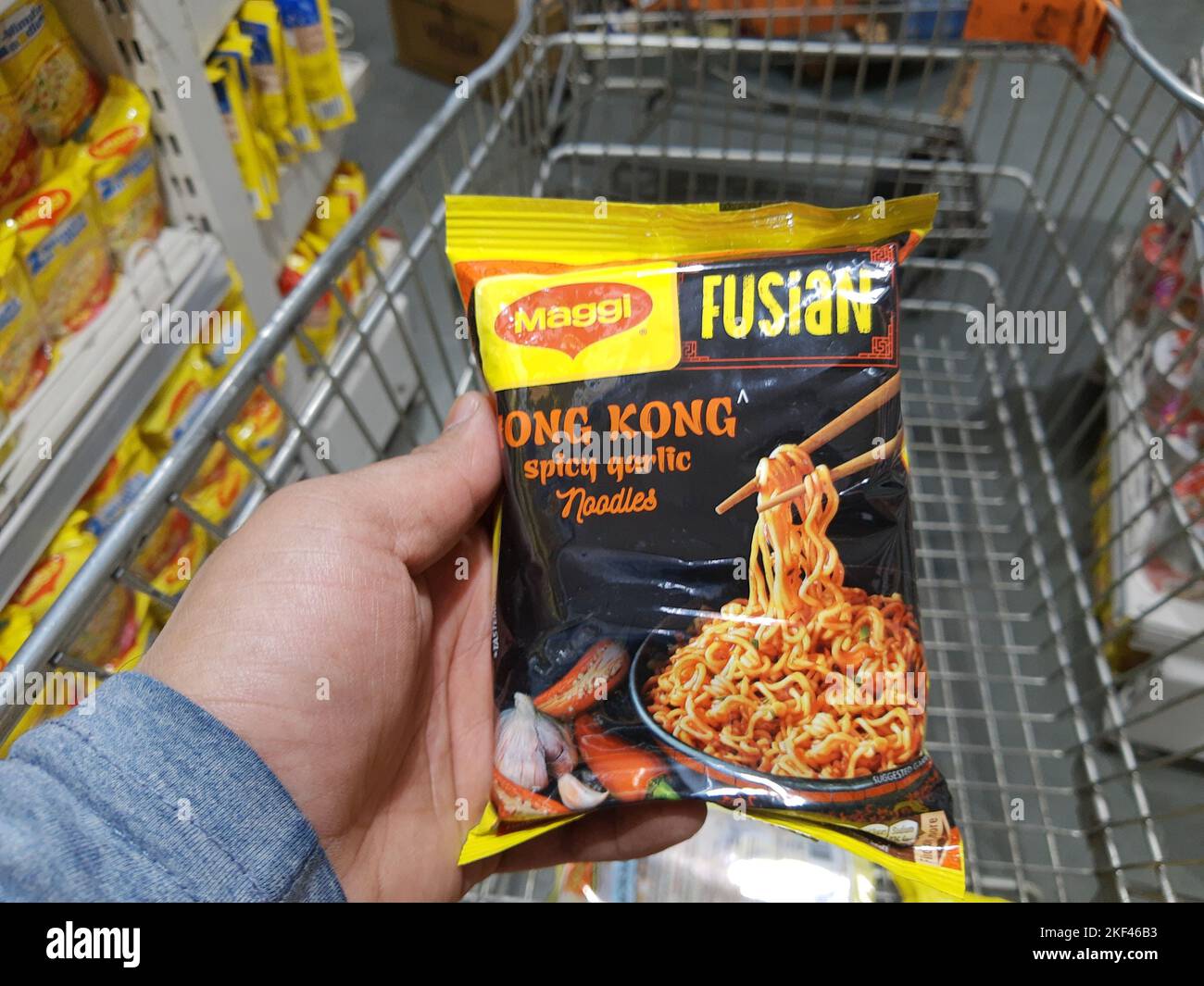 Delhi, India - MAGGI Fusian Hong Kong Spicy Garlic Noodles - 73g Pouch ...
