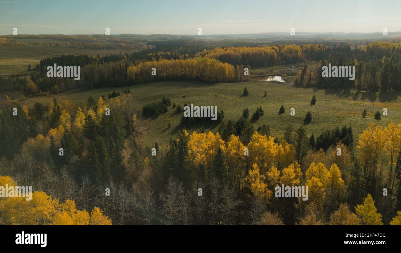 An aerial view of a beautiful summer landscape in Alberta, Canada Stock ...