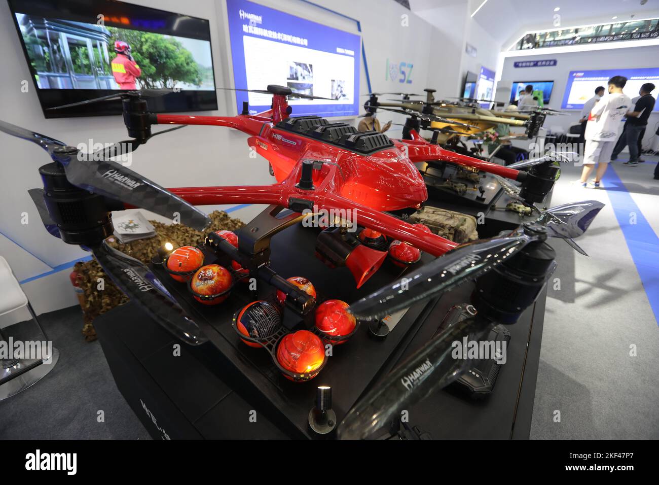 Photo shows Harwar special firefighting UAV at the 24th China Hi-Tech ...