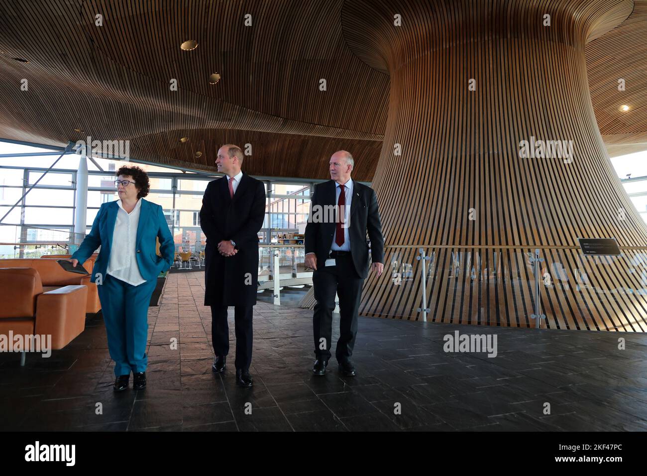 The Prince of Wales speaks with Senedd members Elin Jones and David ...
