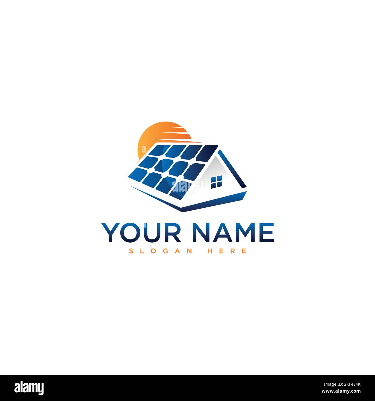 Solar home logo with abstract roof solar pannel. Vector illustration ...