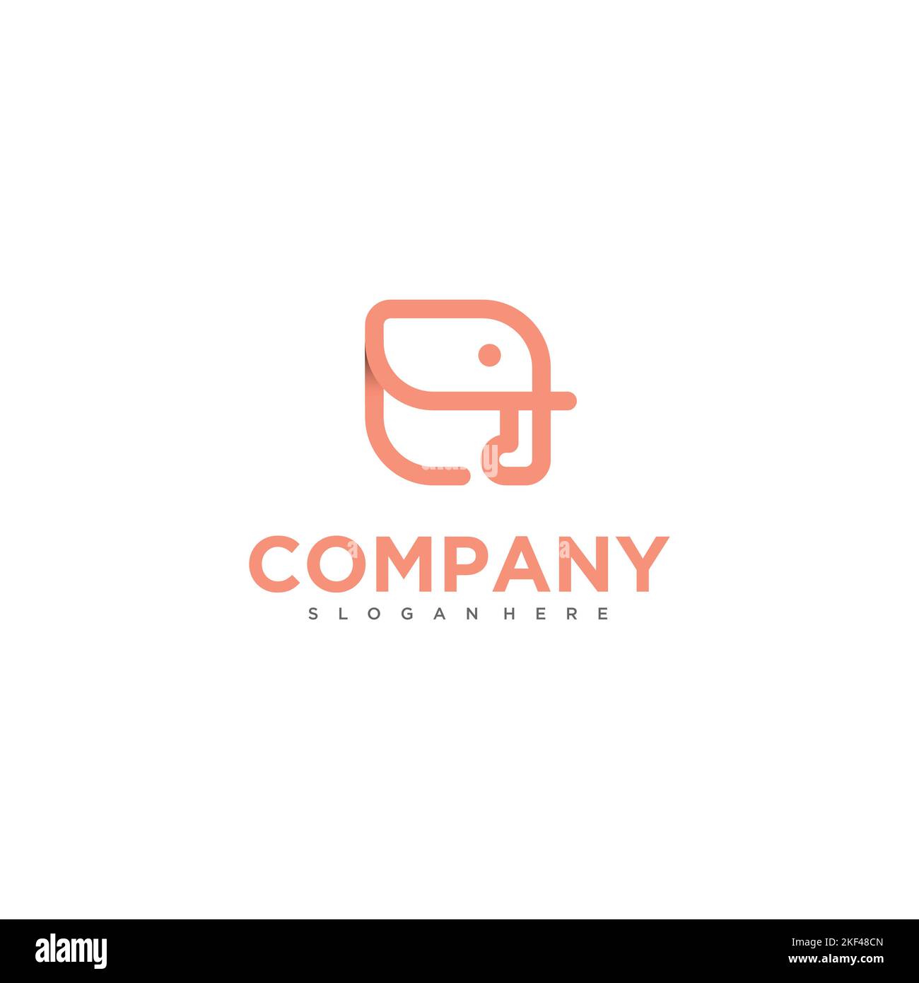 Square Head Elephant Outline Logo Simple Vector Illustration Of The Elephant Vector