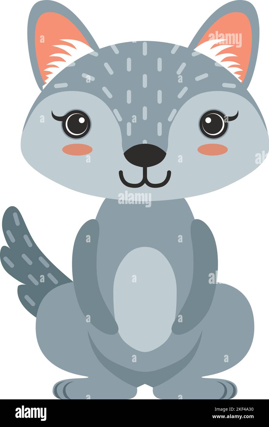Cute wolf baby character. Cartoon forest animal Stock Vector Image ...