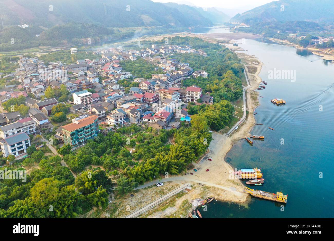 Aerial photo shows the Danzhou Ancient Town is the only water ancient ...