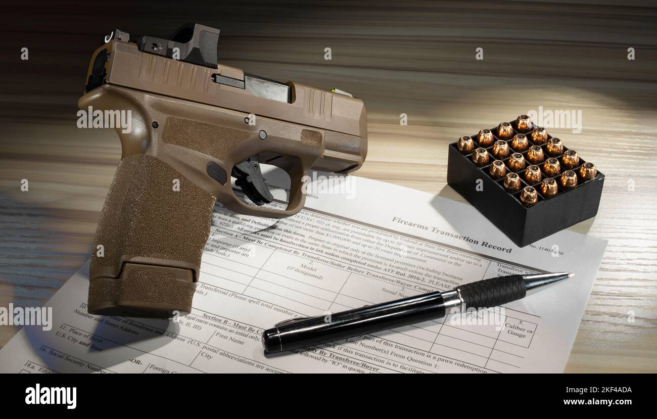 Semi automatic pistol and ammo with a public domain form 4473 ...