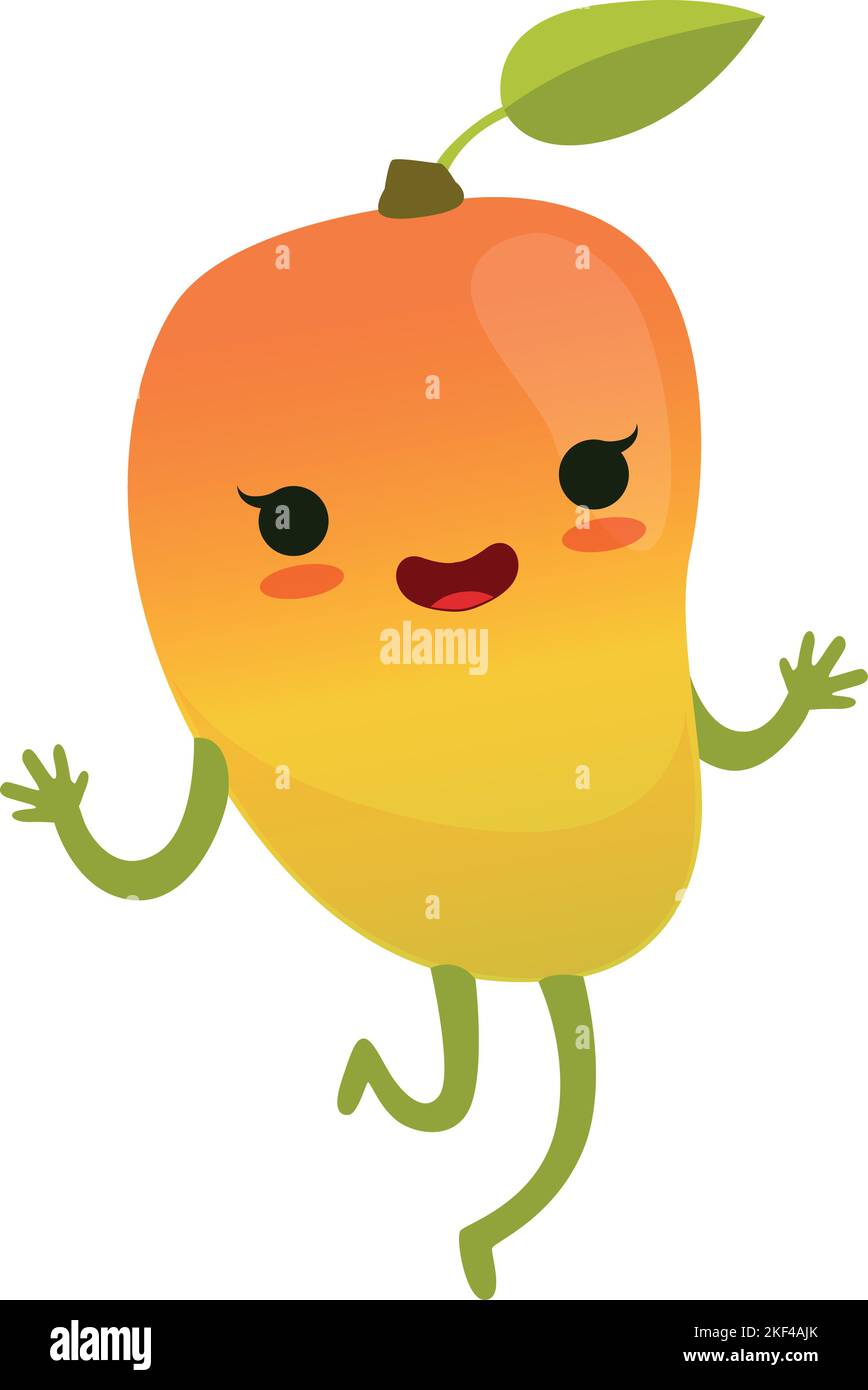 Happy mango mascot. Jumping fruit cartoon character Stock Vector Image ...