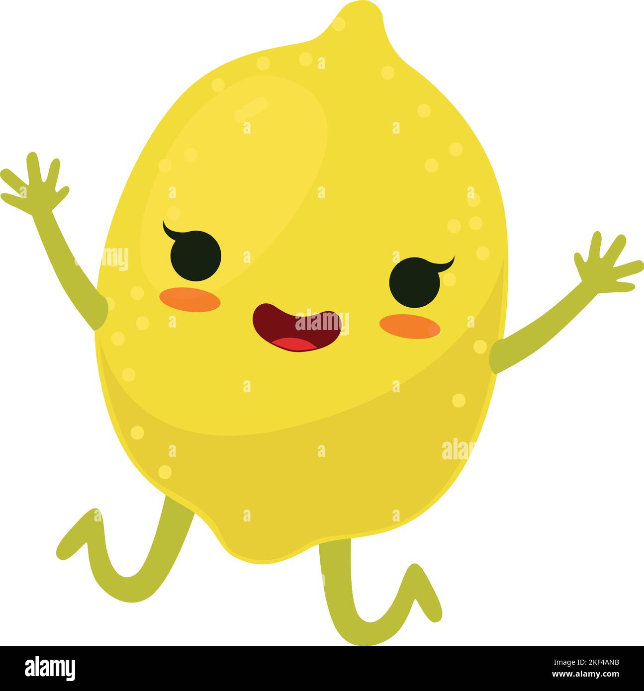 Jumping lemon character. Kawaii fruit. Cartoon mascot Stock Vector ...