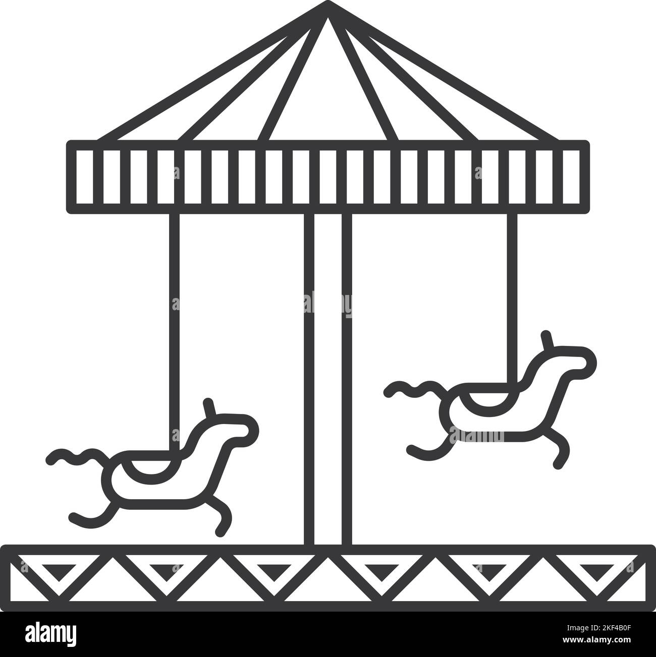 Horse carousel line icon. Funfair roundabout ride Stock Vector Image ...