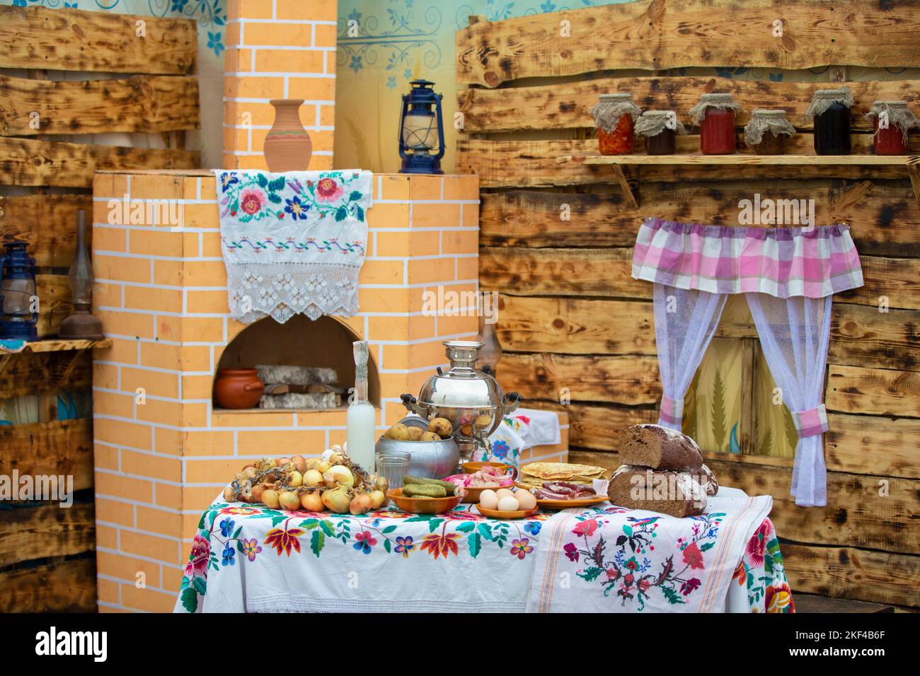 Part of ethnic slavic ukrainian or belarusian interior with national ...