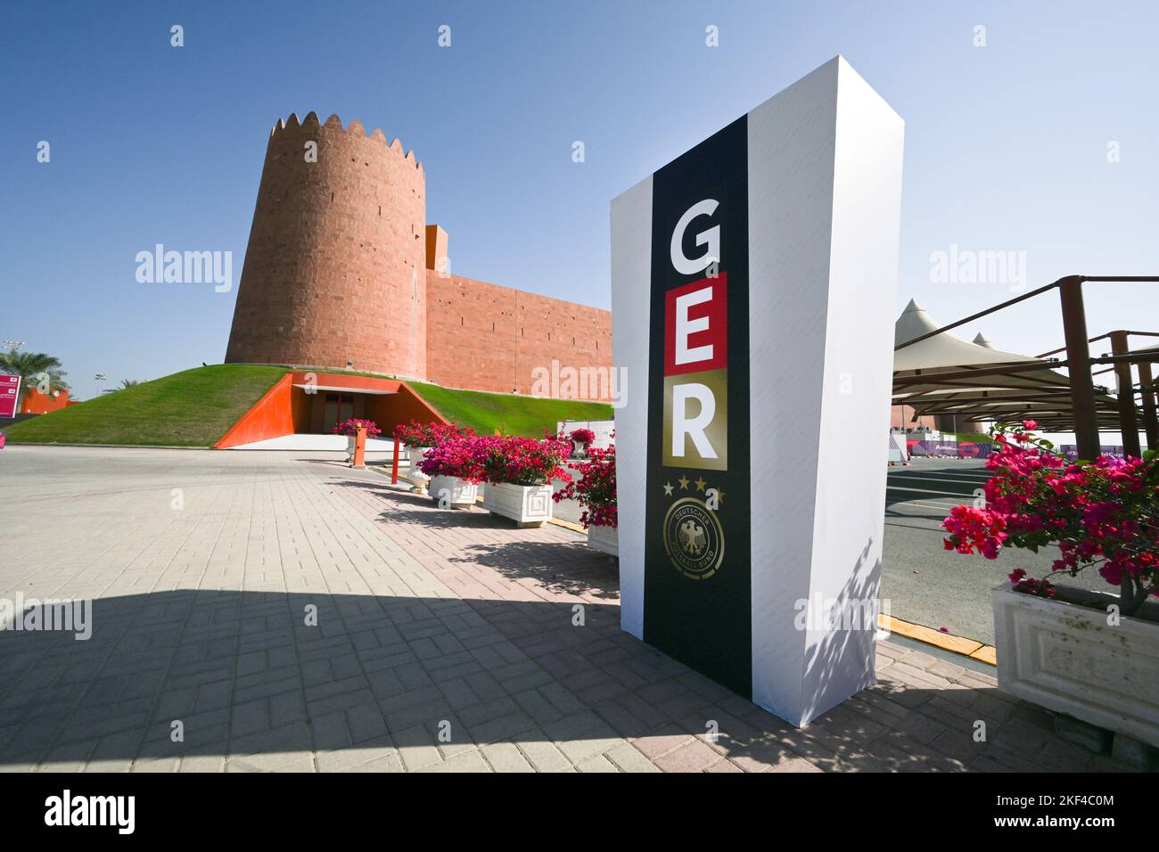 Shamal, Qatar. 16th Nov, 2022. A pillar with the inscription "GER" and ...