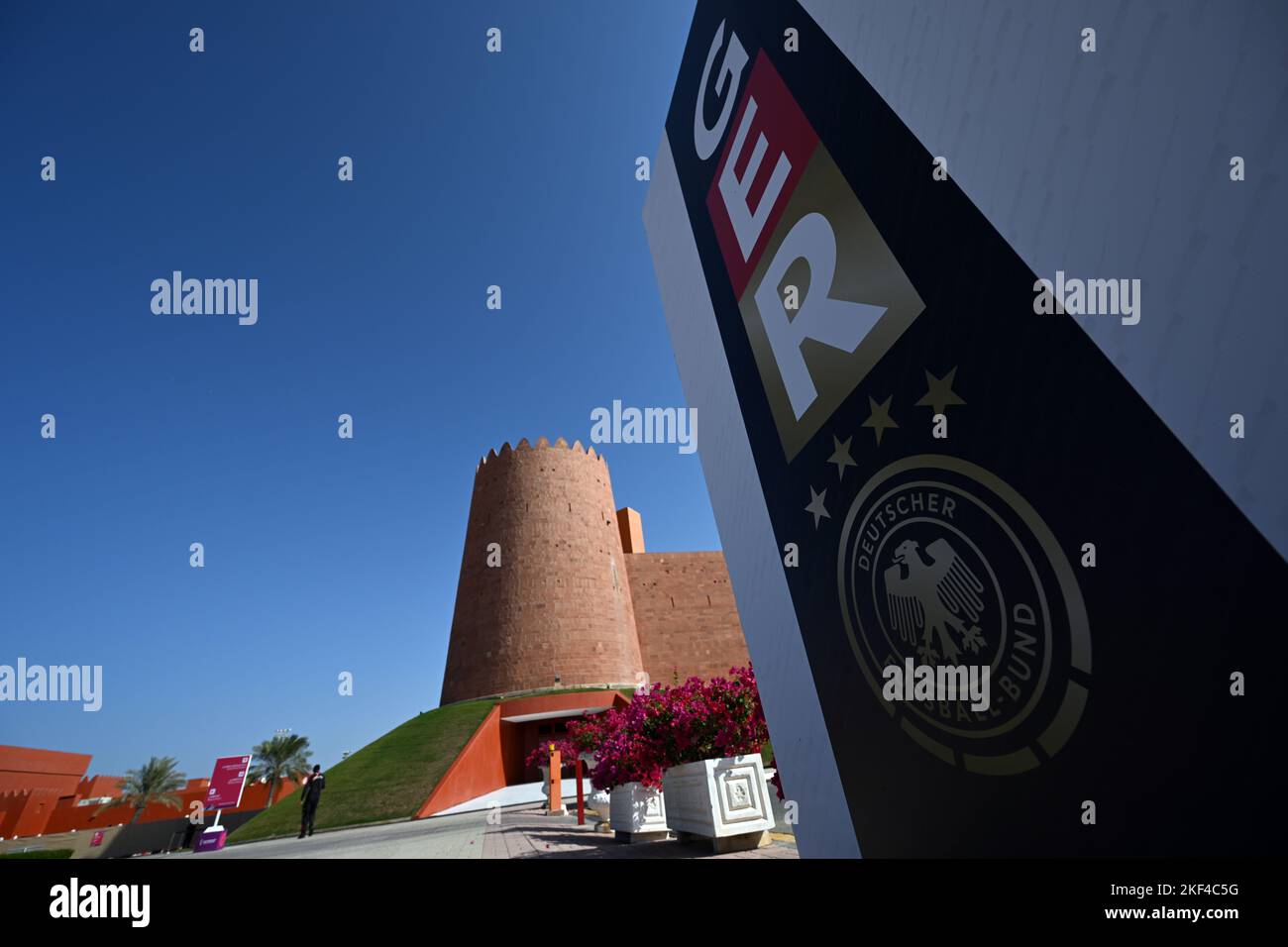 Shamal, Qatar. 16th Nov, 2022. A pillar with the inscription "GER" and ...