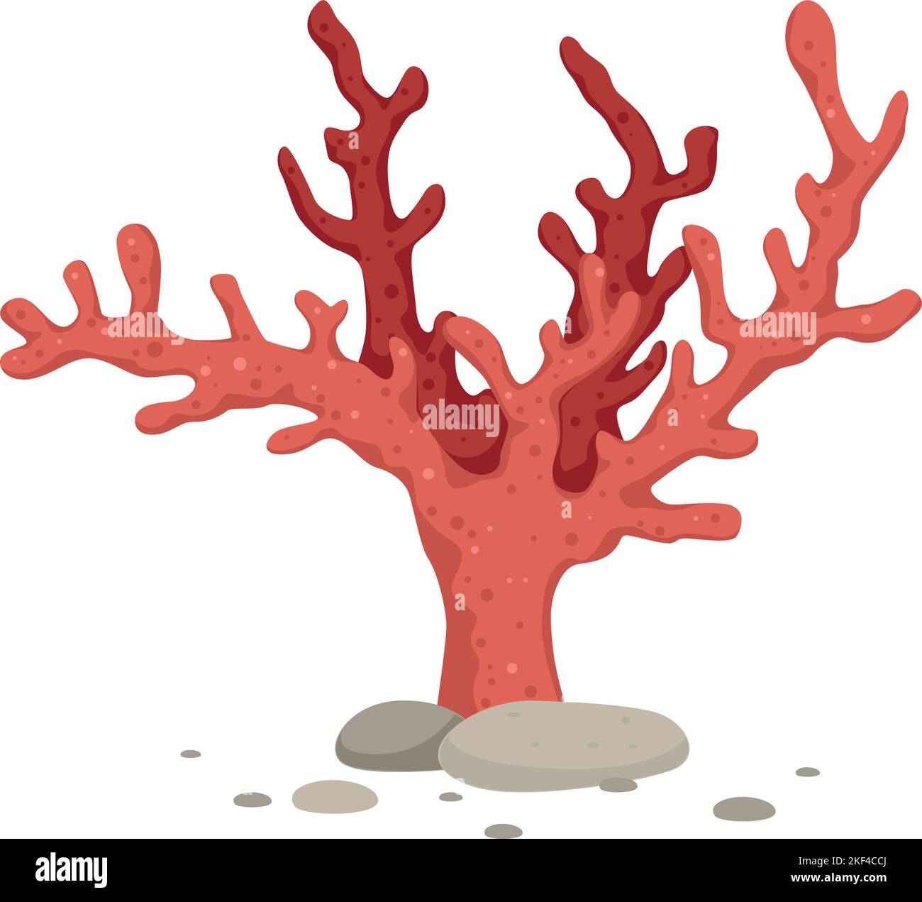 Red marine fingers reef. Underwater cartoon coral Stock Vector Image ...