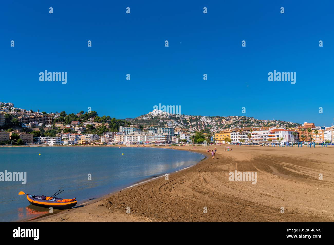 Playa Sur Peniscola Spain sandy beach with sea and town Costa del ...