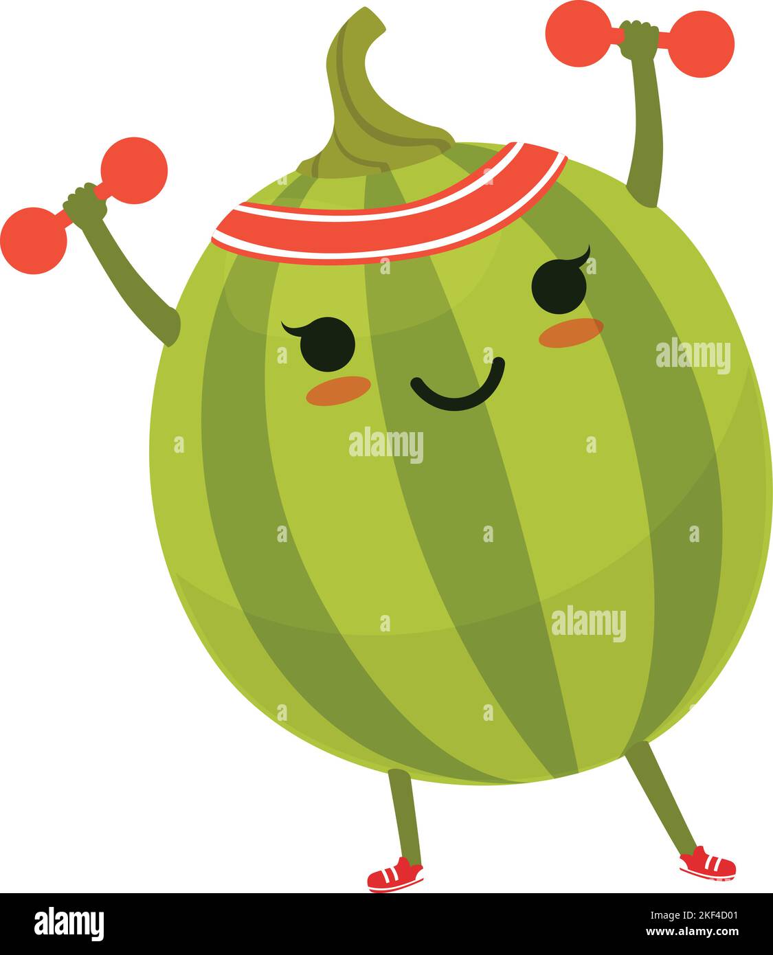 Watermelon exercise. Strong fruit mascot. Cartoon character Stock ...
