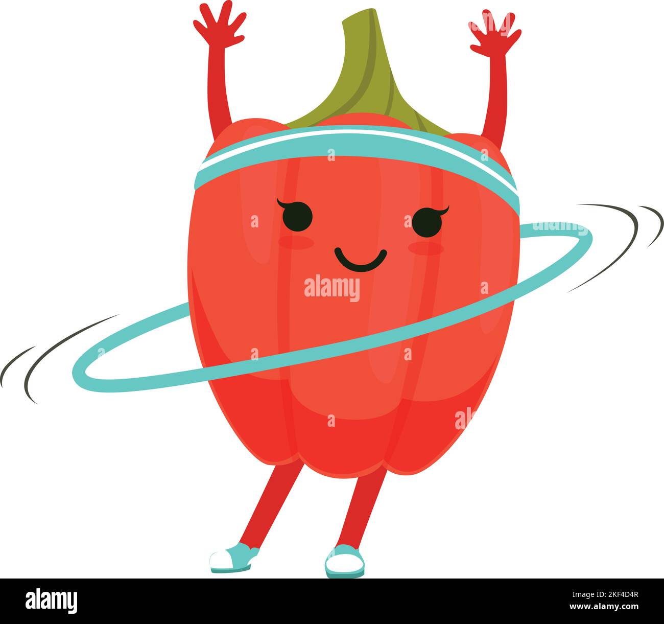 Vegetable cartoon character. Happy bell pepper with hoop Stock Vector ...