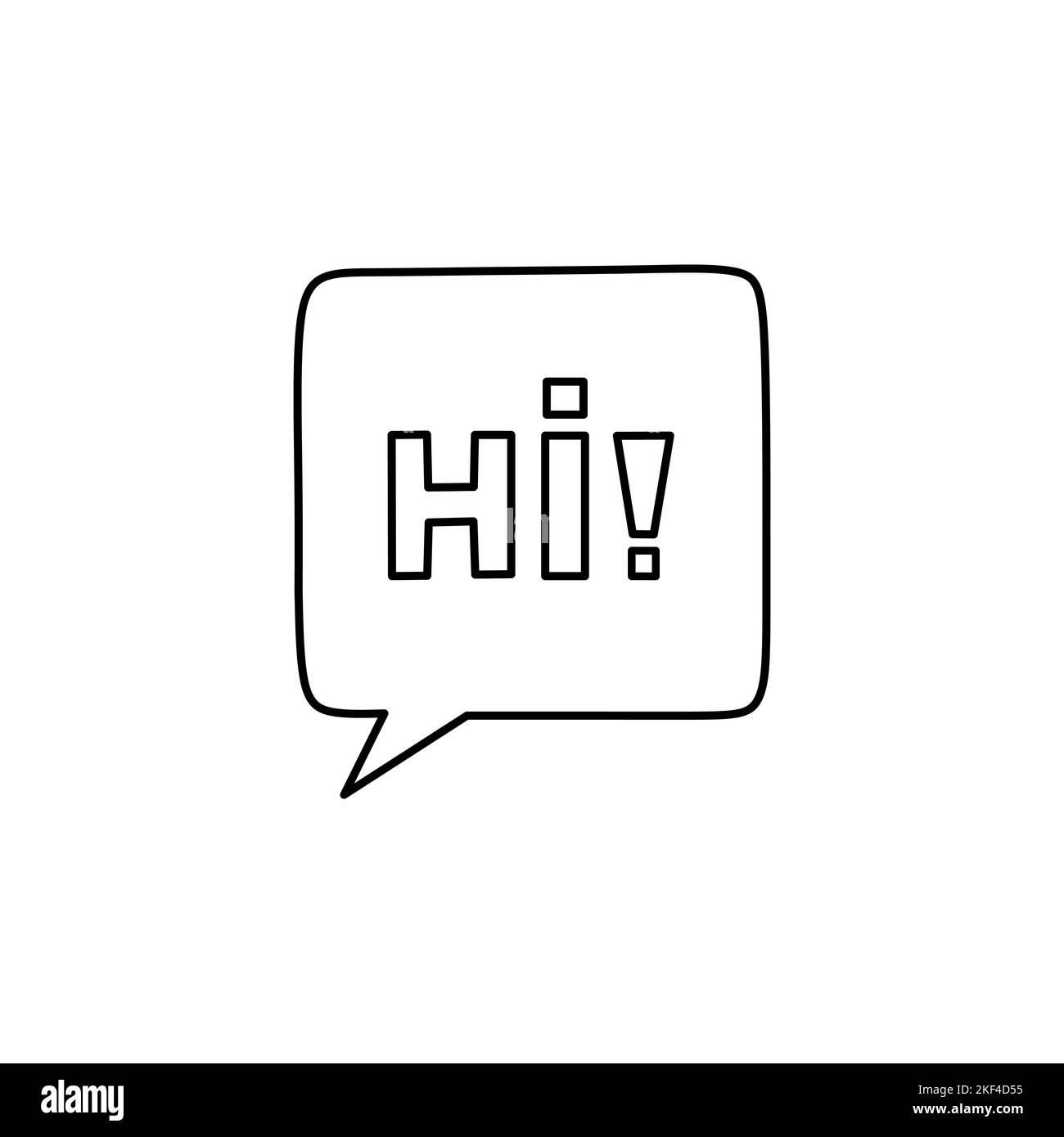 Hi Speech Bubble isolated on white background. Vector hand-drawn ...