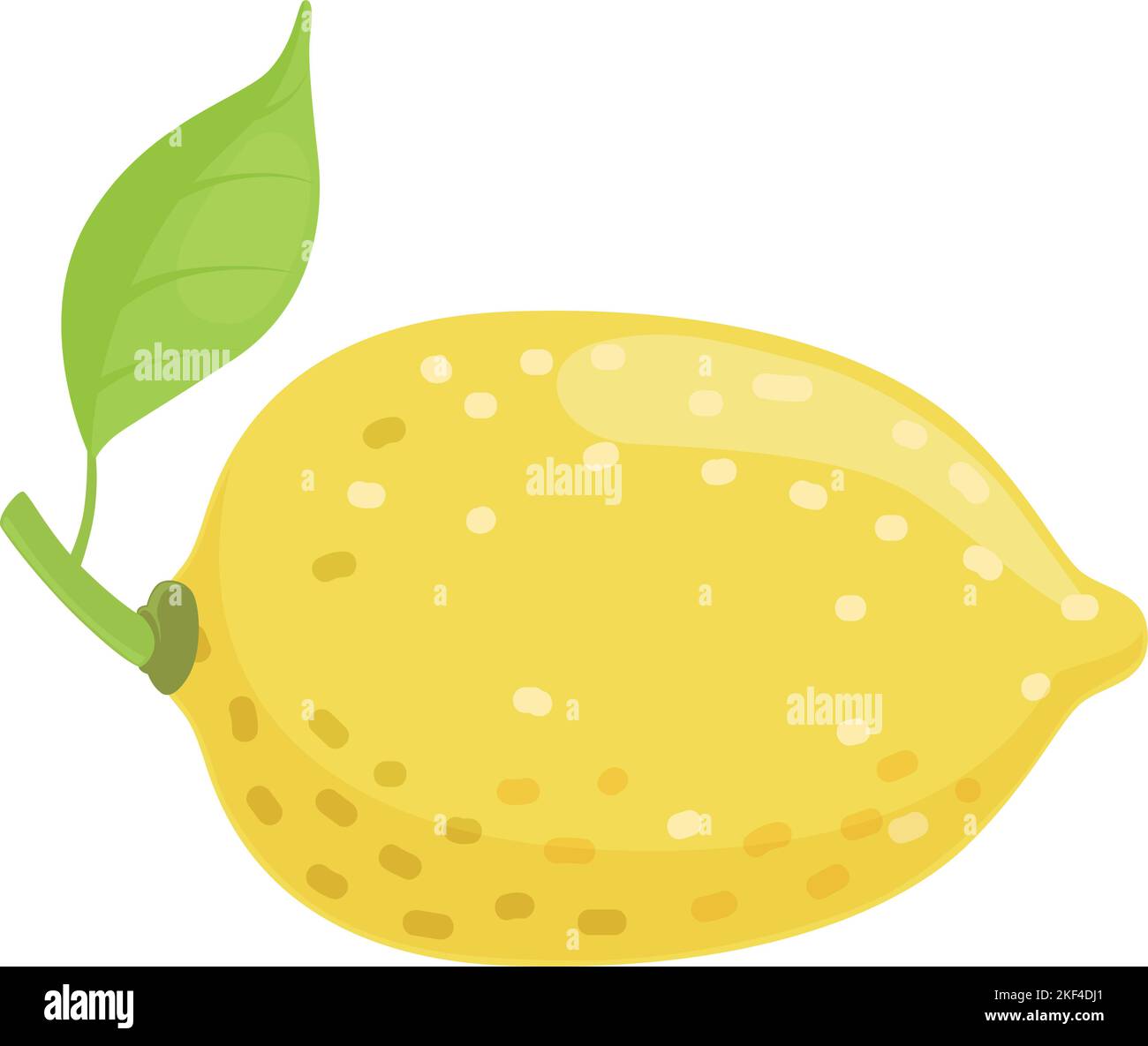 Lemon cartoon icon. Fresh sour fruit with green leaf Stock Vector Image ...
