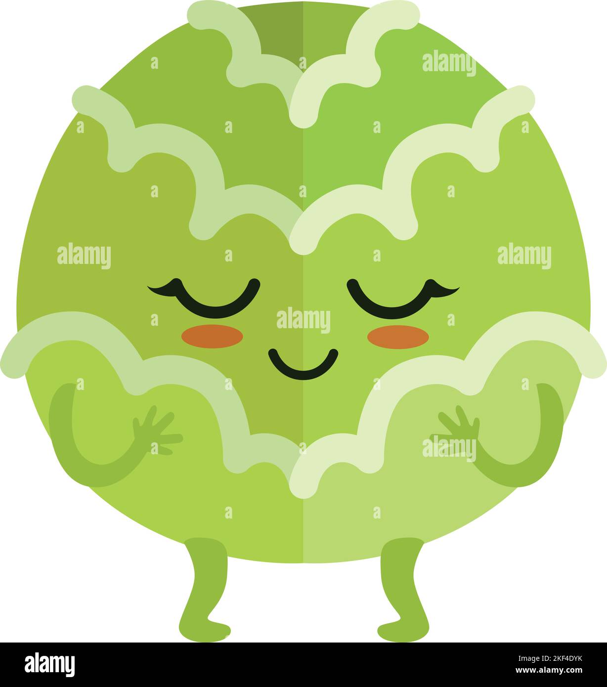 Green cabbage with kawaii face. Cartoon vegetable mascot Stock Vector ...