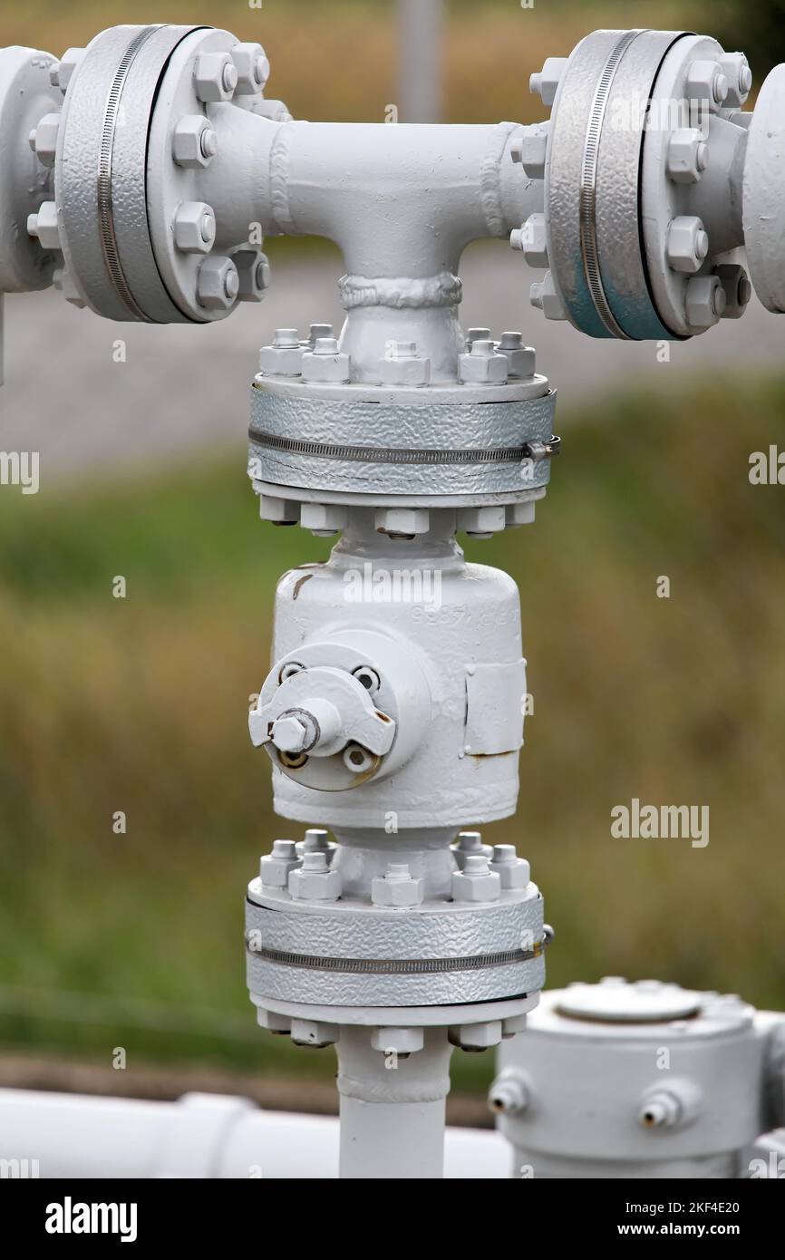 Rohre einer Gasleitung, Industrie, Gaswerk, Erdgas, Rohrleitungsbau ...