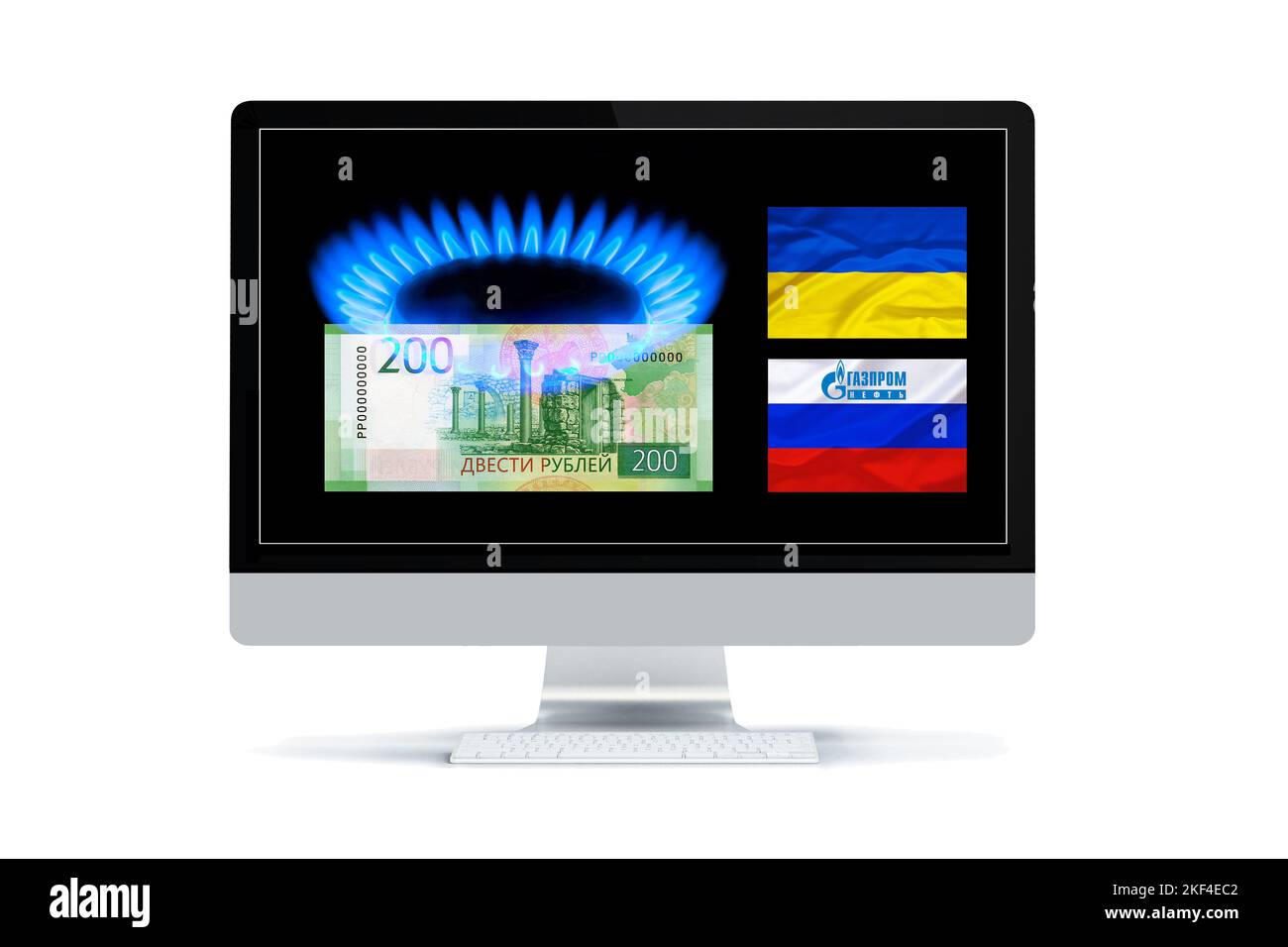 Mit Gas heizen, steigende Heizkosten, Euro, Geld, Banknoten, Heizventil ...